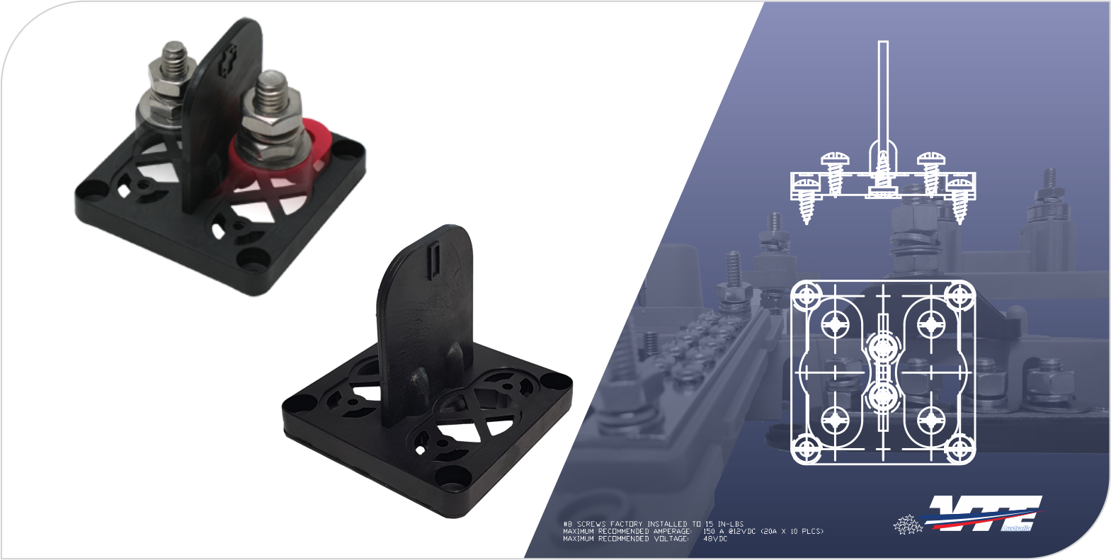 Power Distribution Post Holder – Dual Small Base – VTE Europe